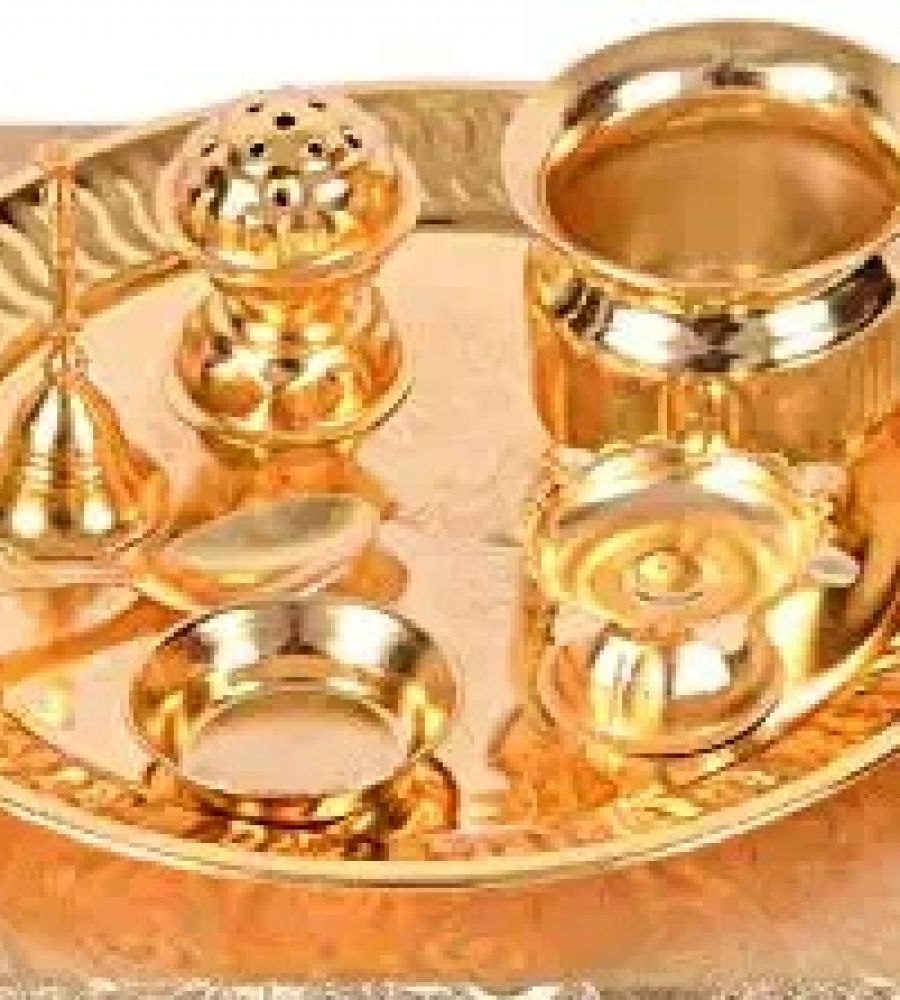 Brass complete Pooja thali 7 piece