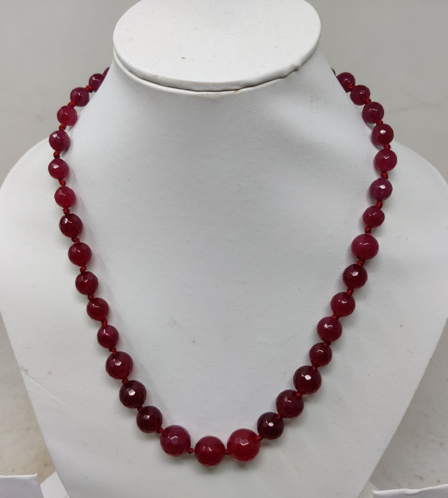 Necklace red jade stone natural red stone beaded necklace