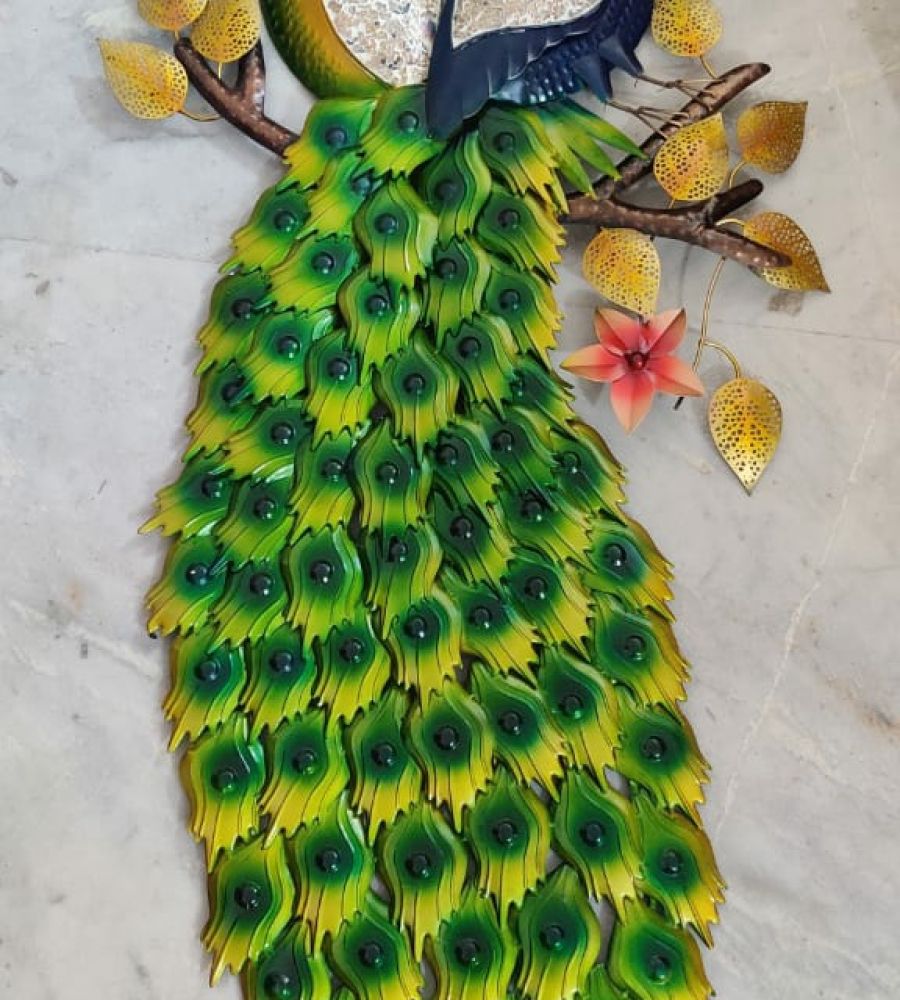 Peacock wall hanging home decor items metal 64×32inches