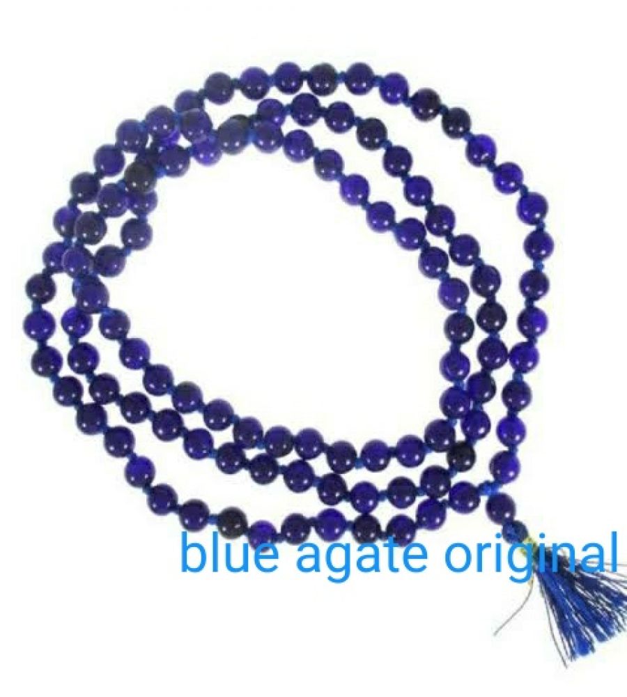 Blue agate mala natural Blue hakik mala 8mm beads 108