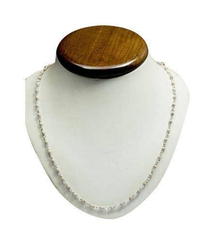 Tulsi silver chain mala Tulsi white beads silver cap mala