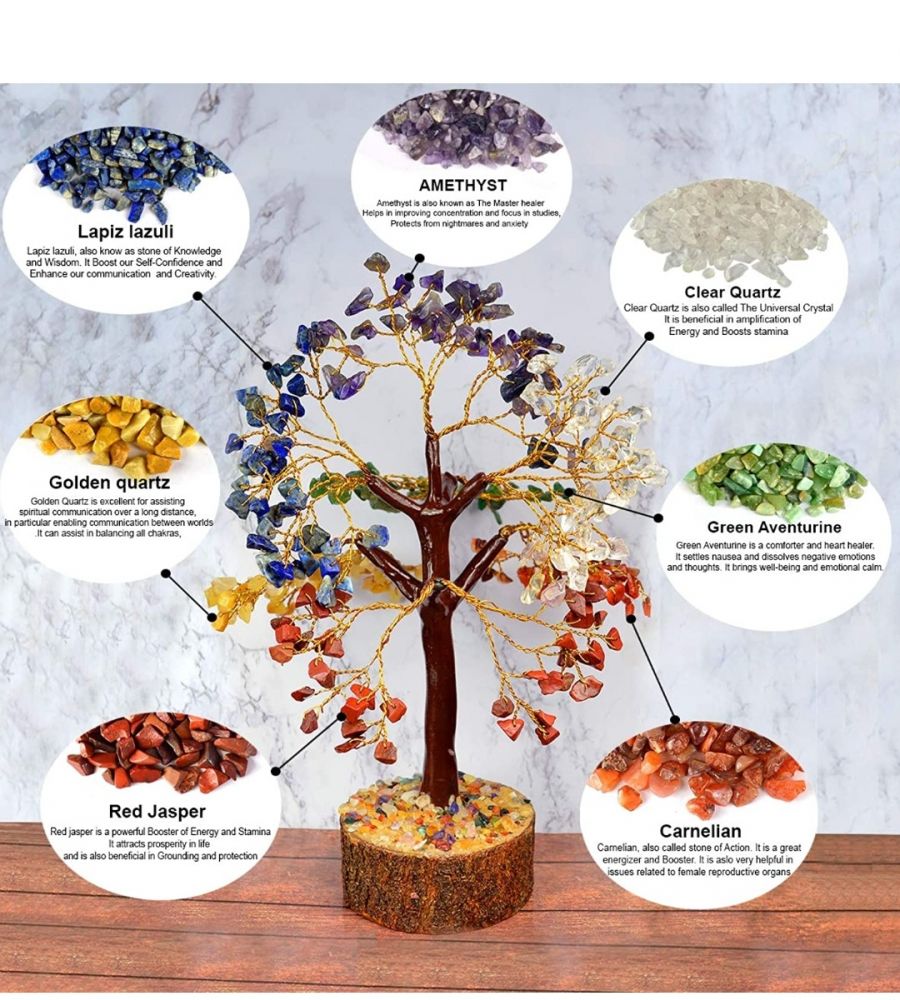 Seven chakra tree 8 inches 7 chakra stone tree