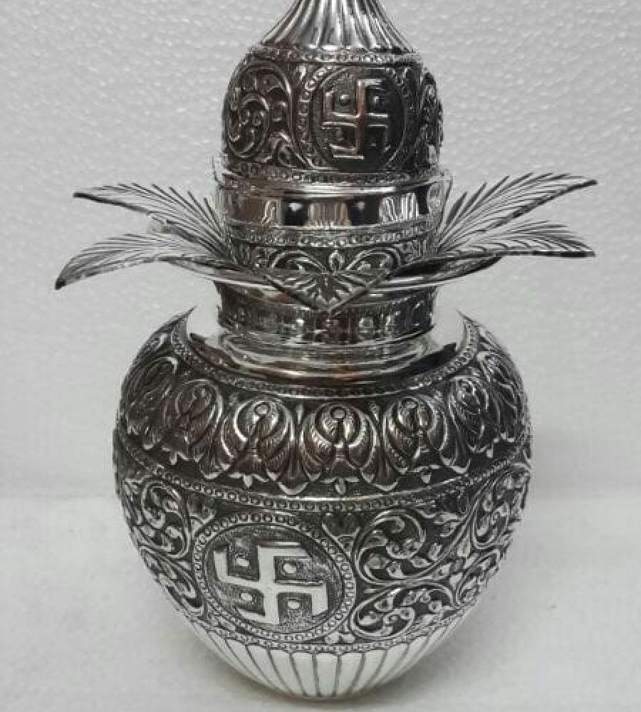 Silver kalash nariyal pure silver kalash chandi ka kalash aur nariyal ...