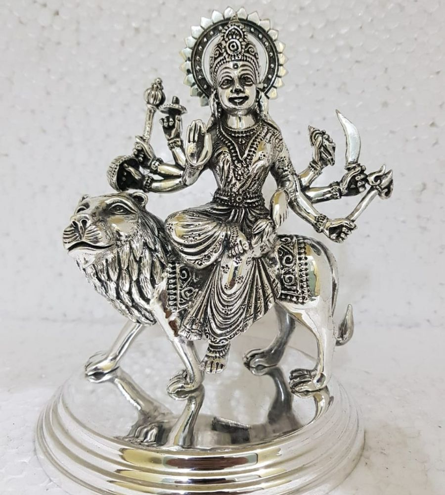 Silver Durga idol pure silver goddess Durga idol Silver durga statue ...