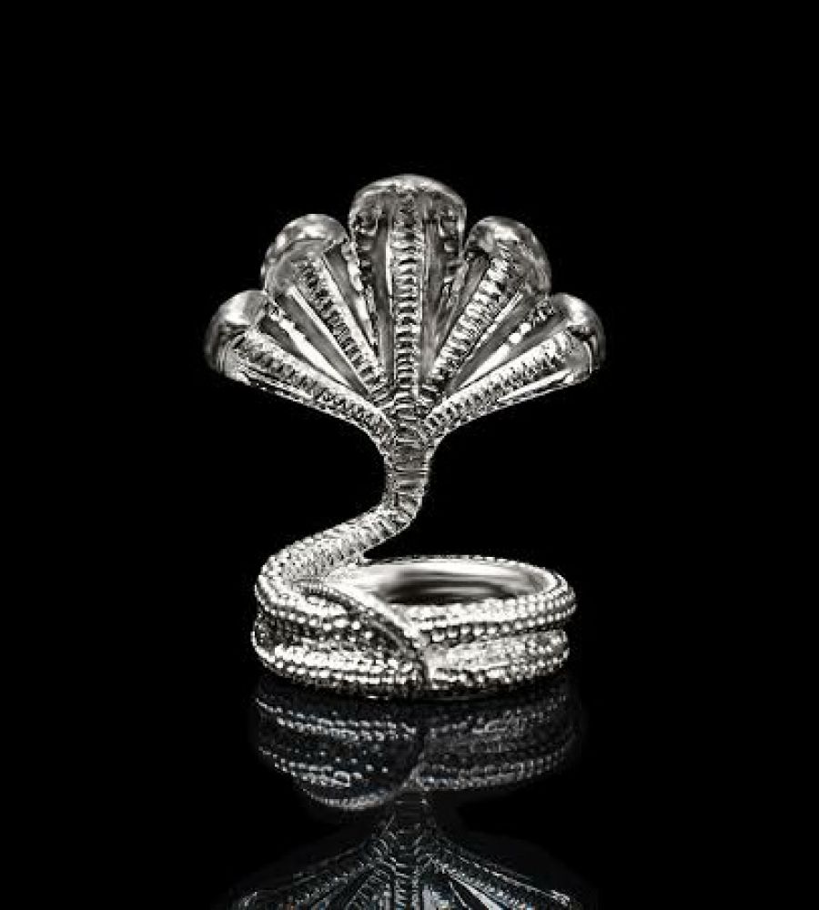 Home POOJA ITEMS IDOL STATUE MURTI Silver Panchmukhi naag Silver naag ...