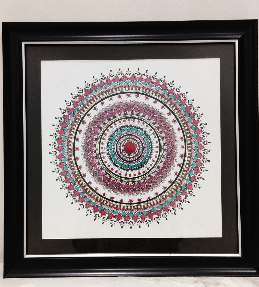 Home HOME AND LIVING showpiece Mandala art Canvas painting with frame ...