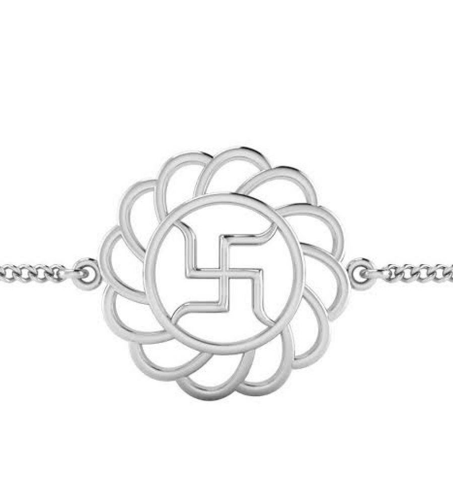 Silver Rakhi swastik design chandi ki rakhi