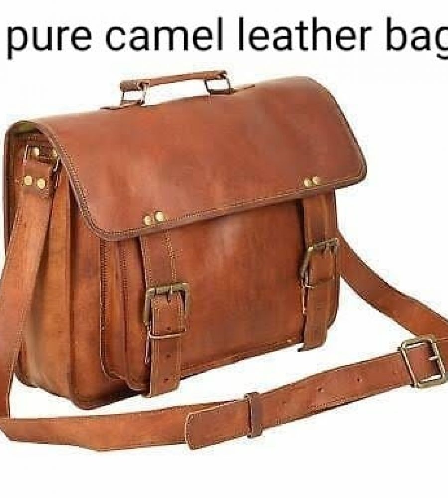 Camel leather bag shopping pure camel leather bag 2 belts