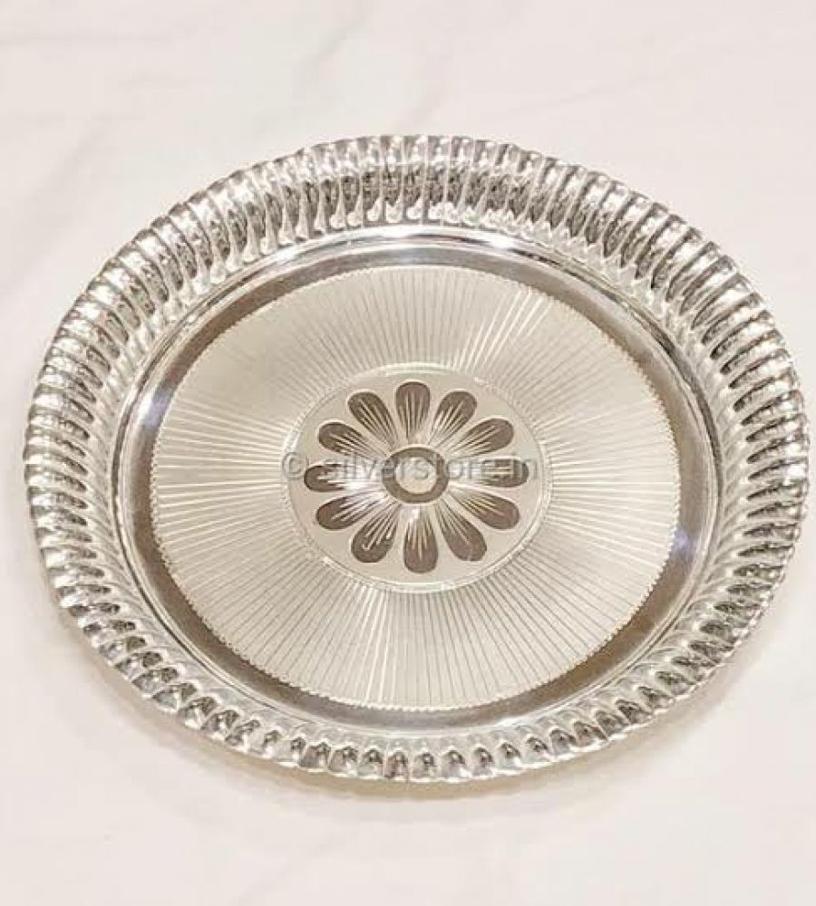 Silver plate designer chandi ki plate 6 inches