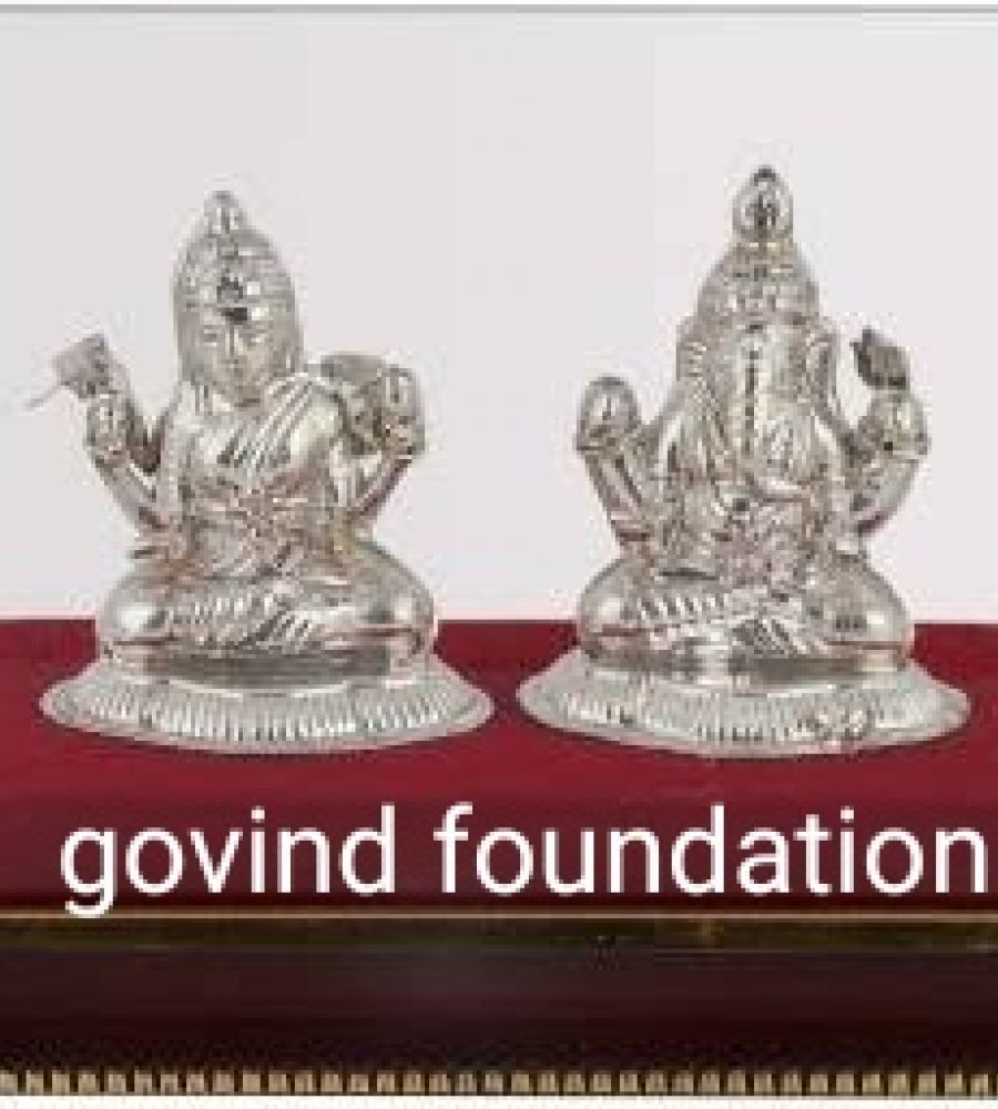 Silver laxmi ganesh idol glass box chandi ke laxmi ganesh 3 inches