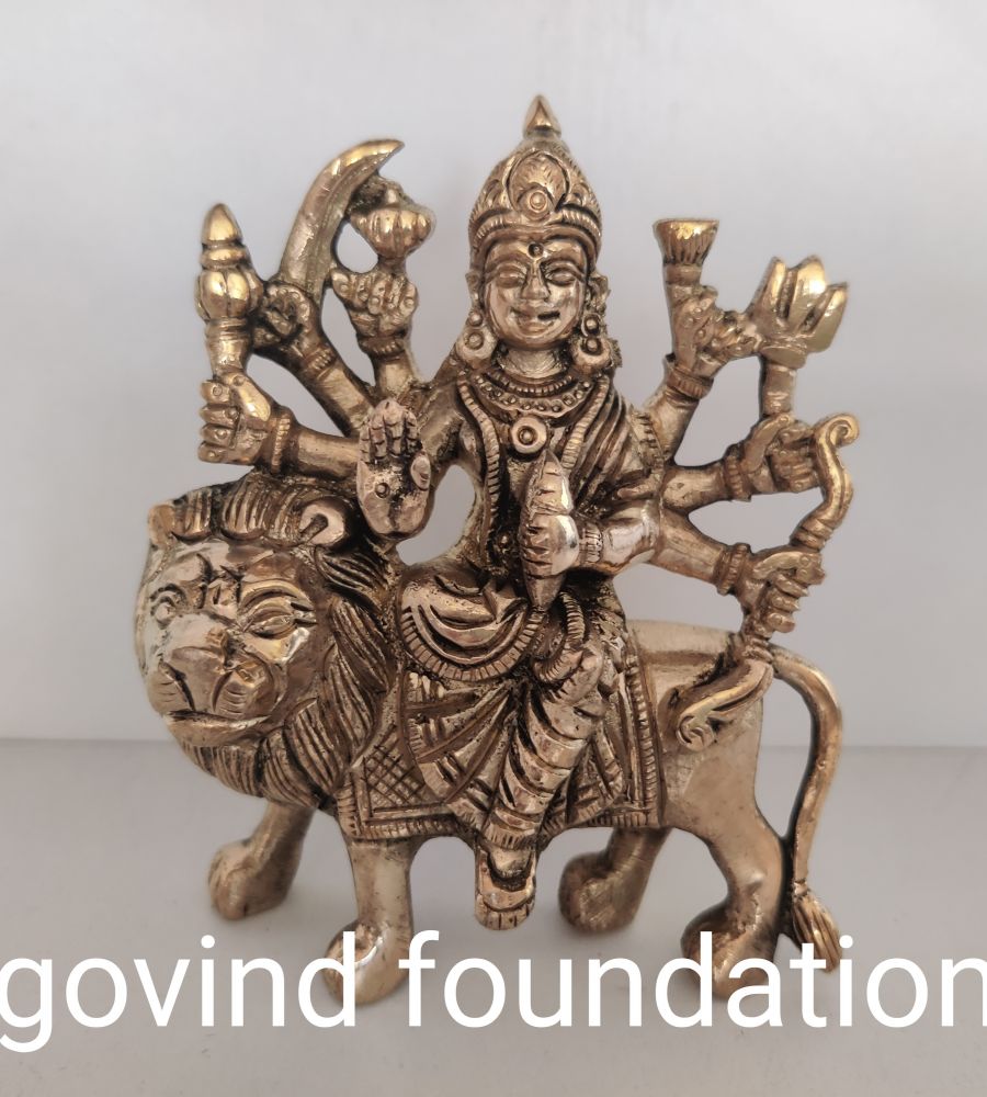 Brass durga idol pure brass durga statue 4inches