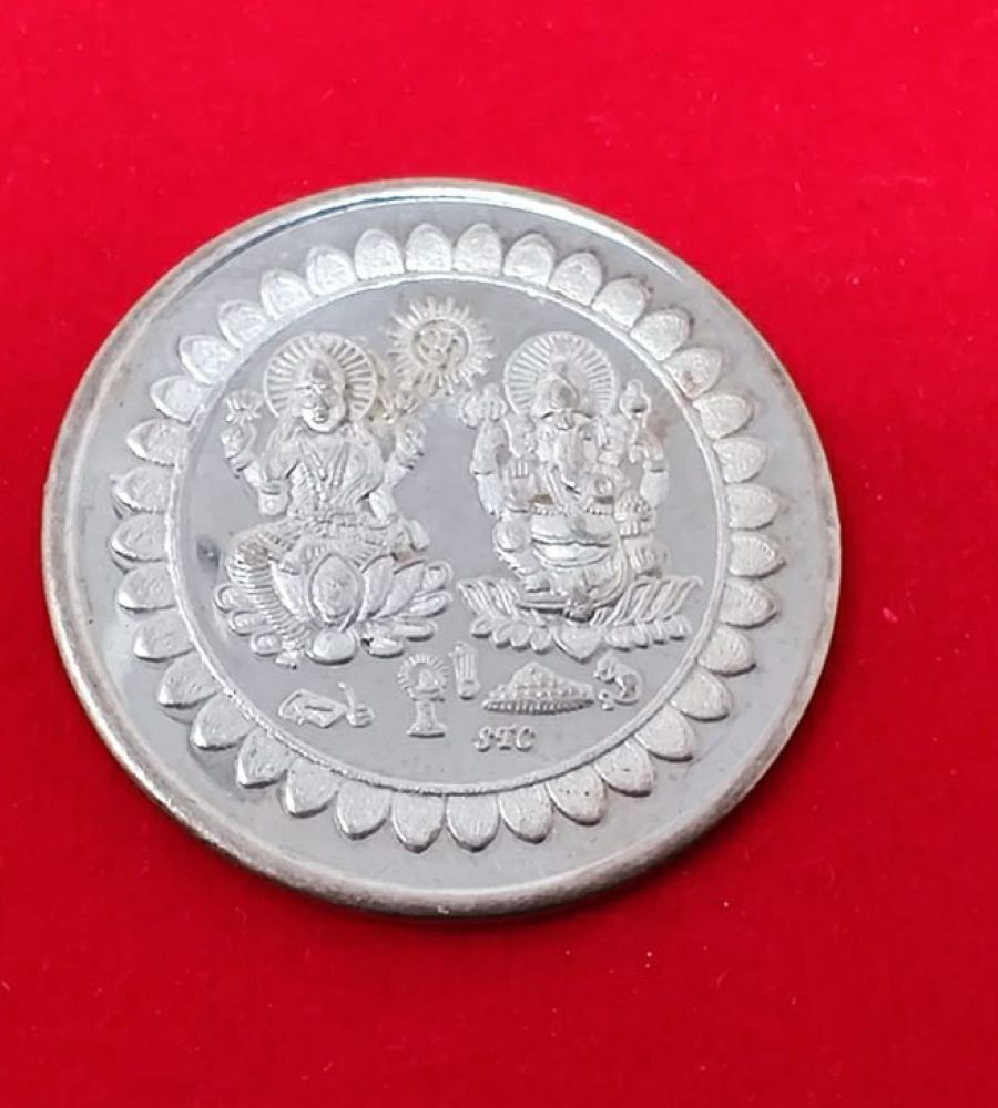 Silver coin laxmi ganesh pure silver ganesh laxmi coin 20gm