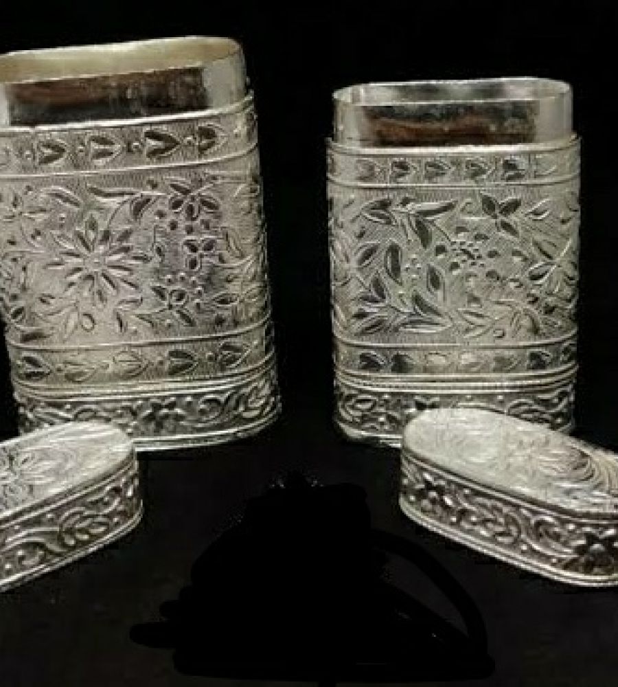 Silver Supari box jar shape pure silver box for supari , cardamom
