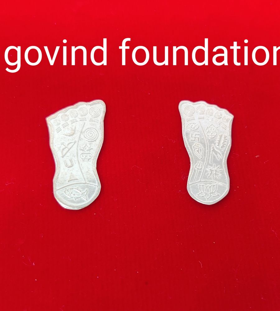 Silver charan paduka pure silver laxmi charan paduka 1 inches