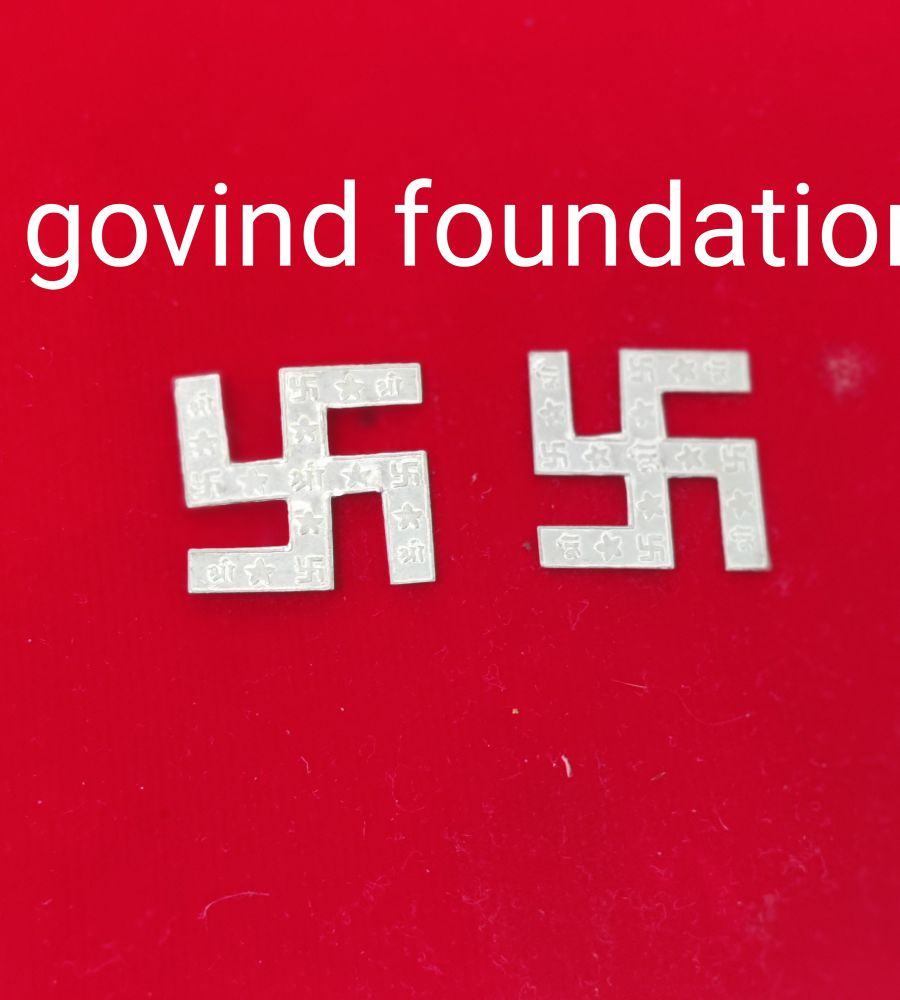 Silver swastik set of 2 pure silver swastik chandi ka swastik