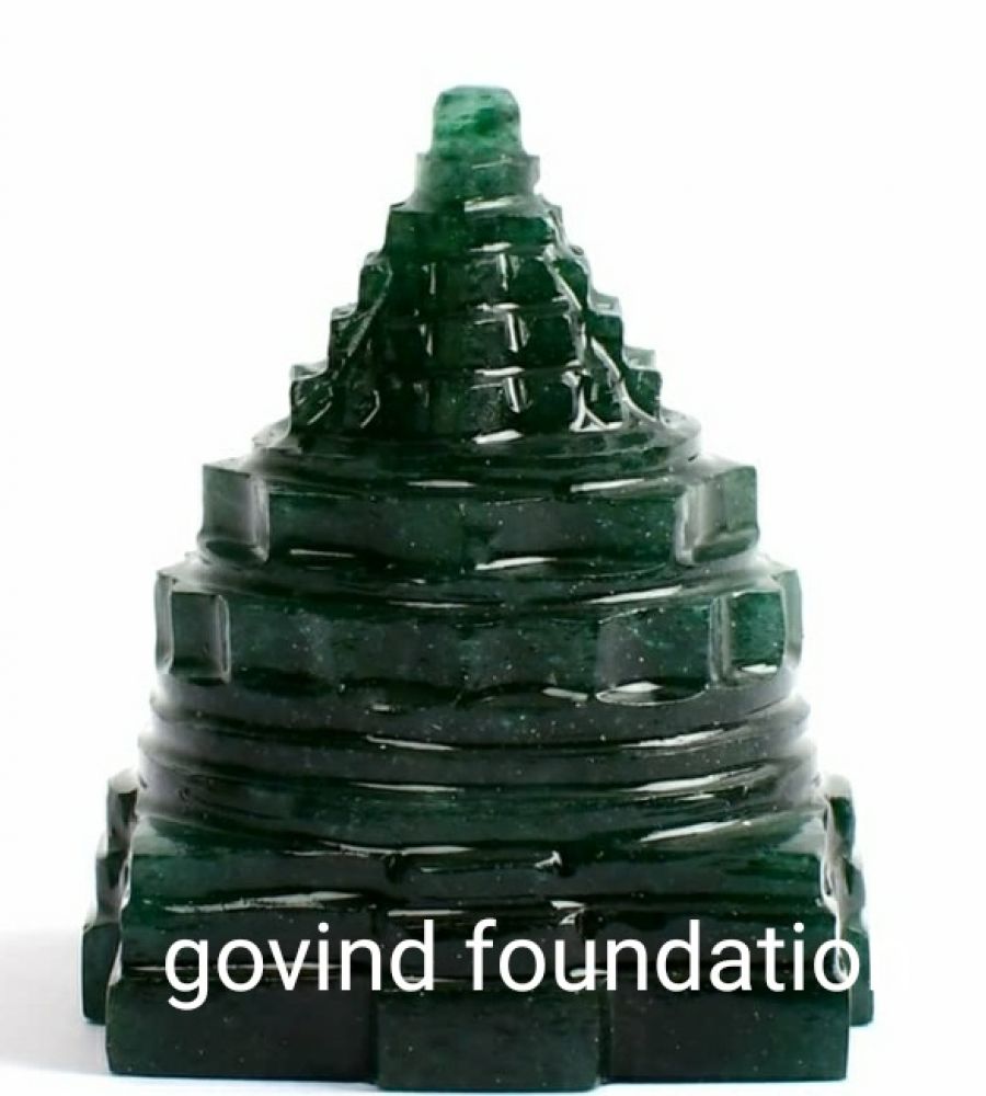 Green jade shriyantra margaj stone shriyantra 3×3 inches