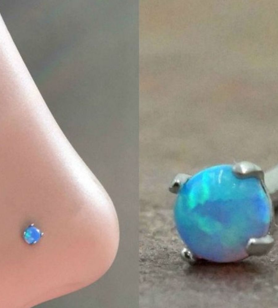 Nose pin blue opal nose pin
