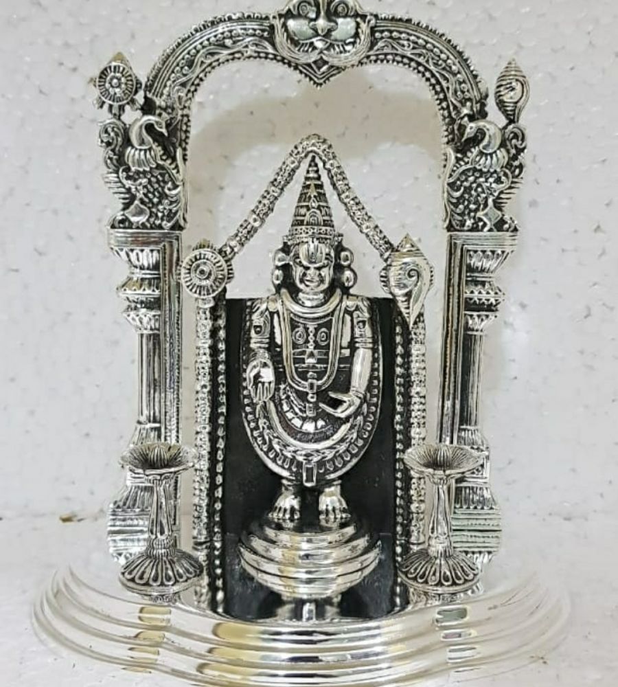 Home POOJA ITEMS IDOL STATUE MURTI Silver Tirupati Balaji idol 6 inches ...