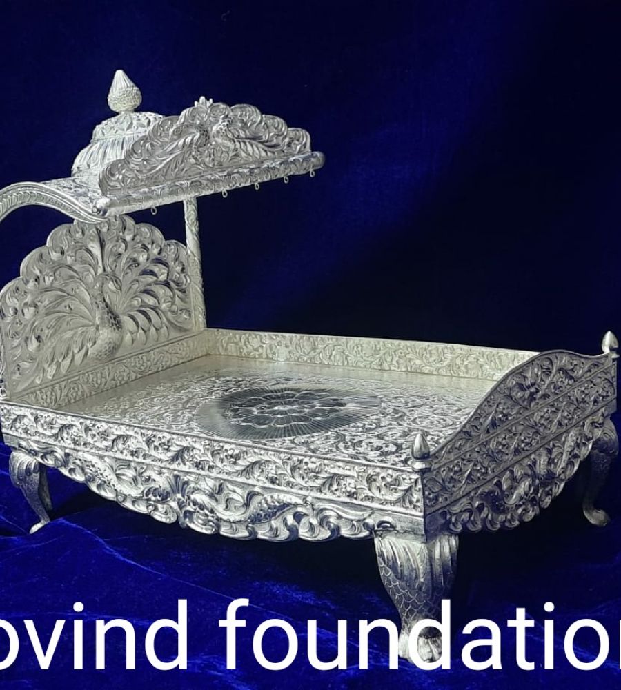 Home POOJA ITEMS LADDU GOPAL ITEMS Pure Silver bed for laddu gopal 6×3 ...