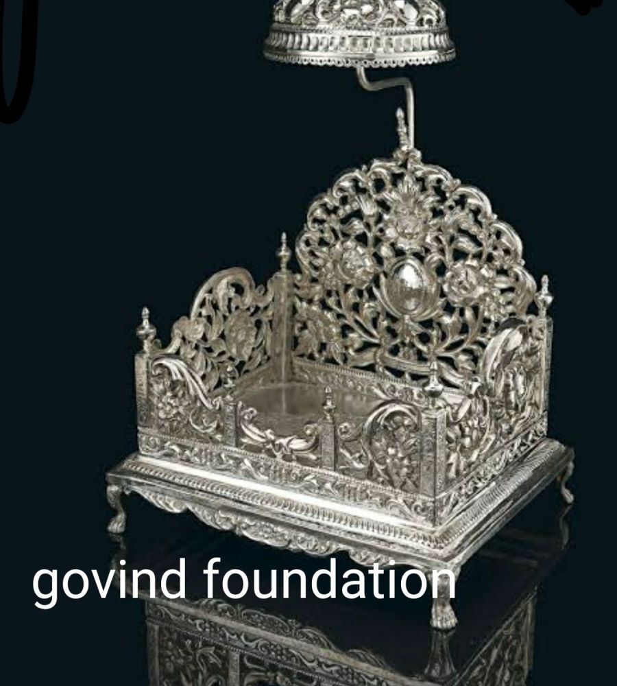 Silver singhasan with chhatra pure silver throne 6×3 inches