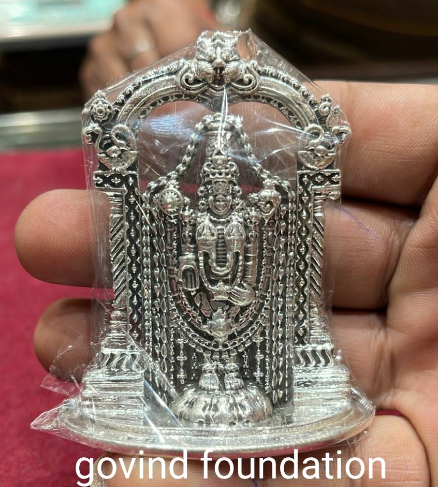Silver Tirupati Balaji idol 3 inches Tirupati Balaji statue in pure silver