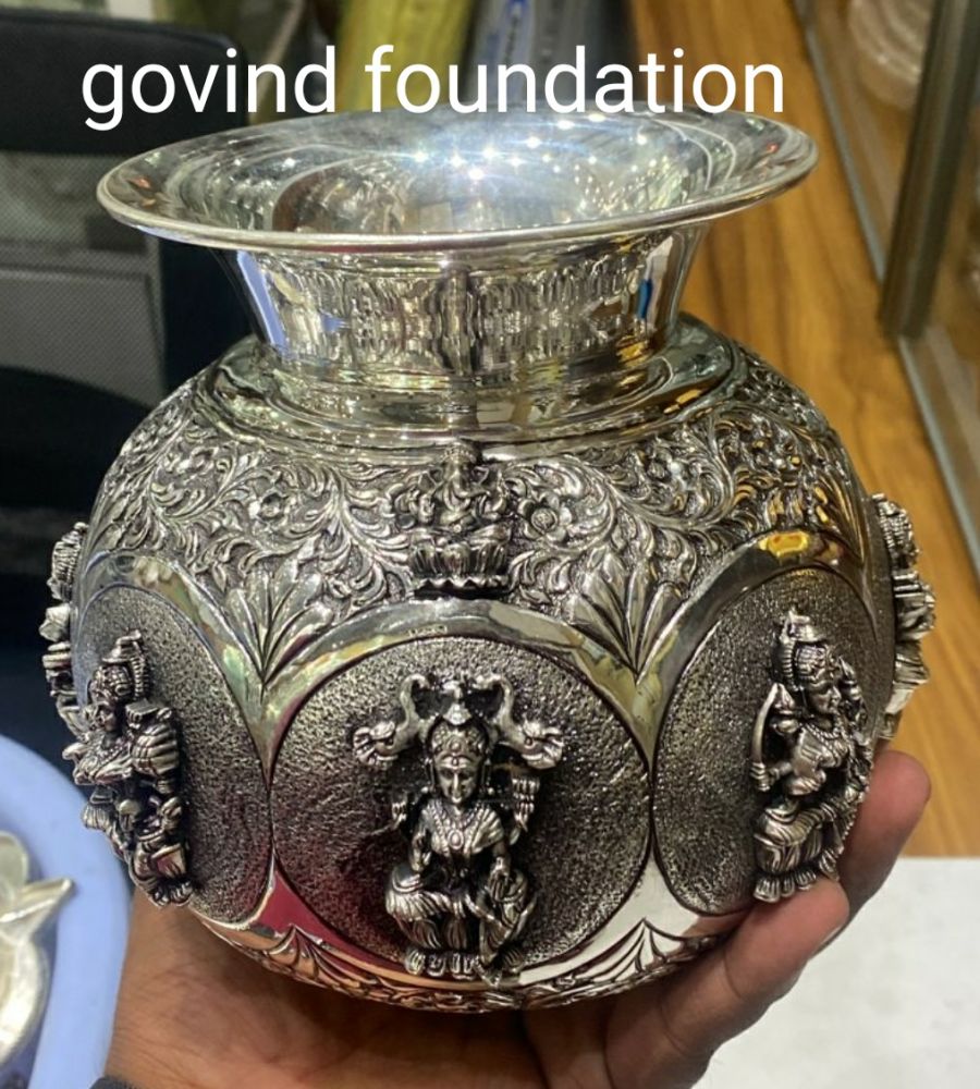 Silver Laxmi kalash pure silver kalash