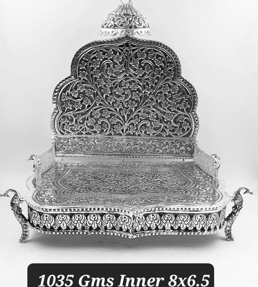 Home PURE SILVER ITEMS SILVER POOJA AND VASTU ITEMS Sterling Silver Singhasan 8×6.5 inches pure ...