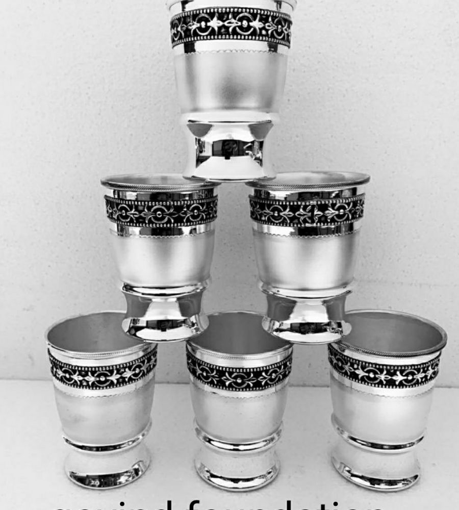 Silver glass set antique design Irish style Pure silver Glas set of 6