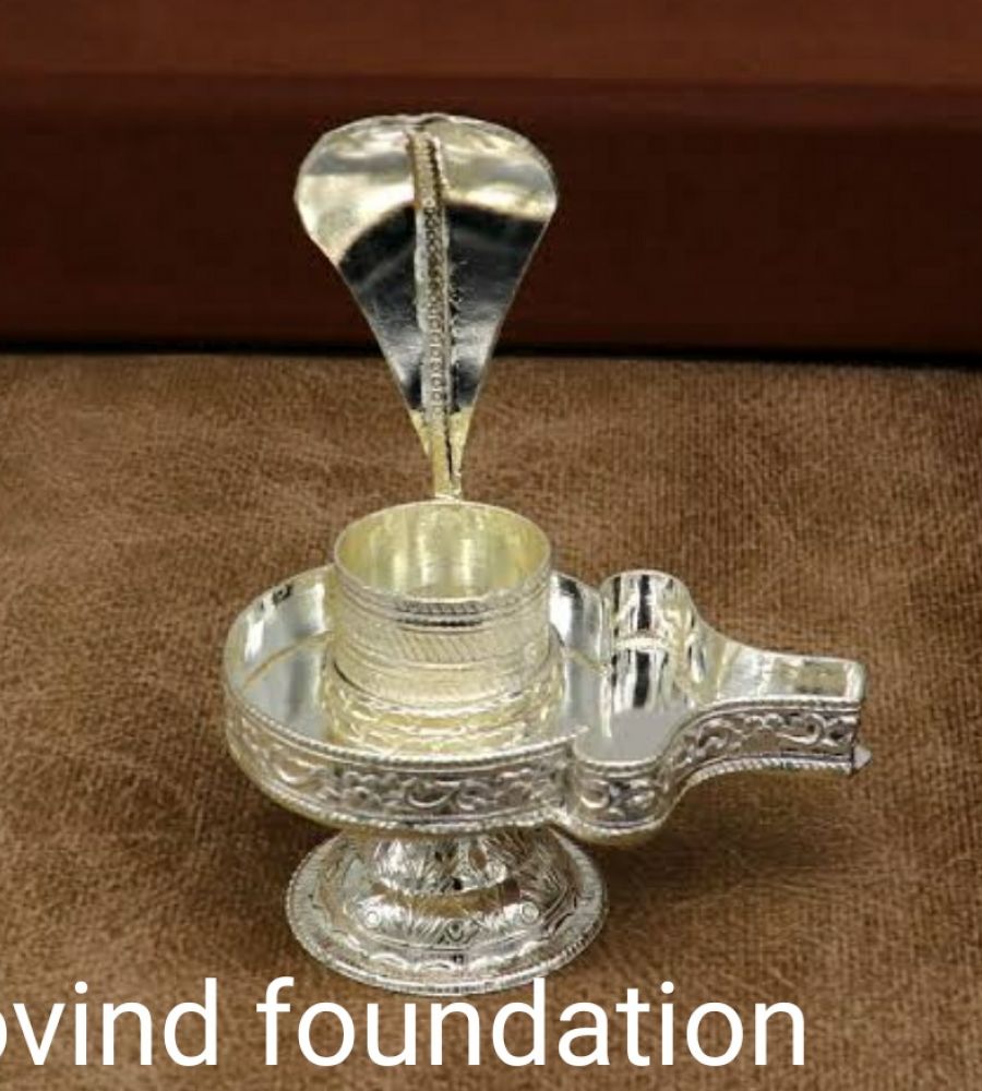 Shivling Stand in Silver Pure Silver Shivling jaleri with nag