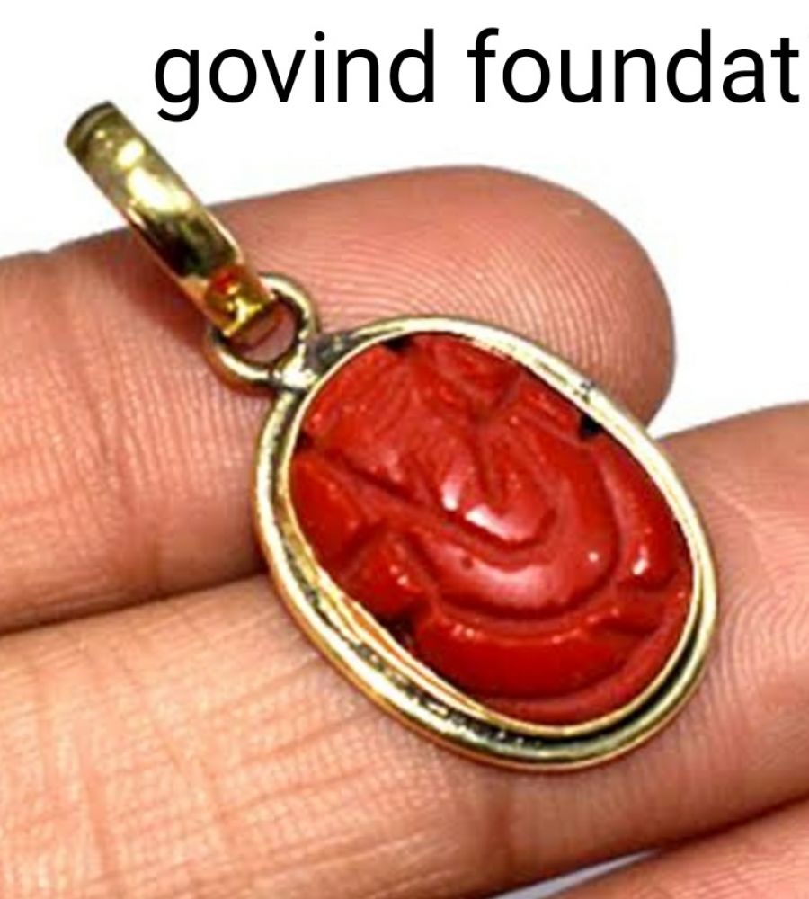 Home GEMSTONE GEMSTONE JEWELLERY Coral Ganesh Locket natural munga ...