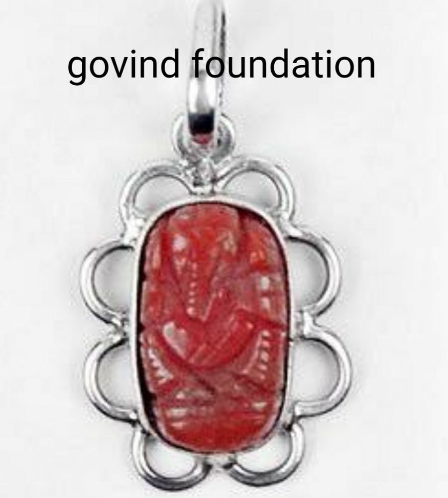 Home GEMSTONE GEMSTONE JEWELLERY Coral Ganesh Locket silver caping ...