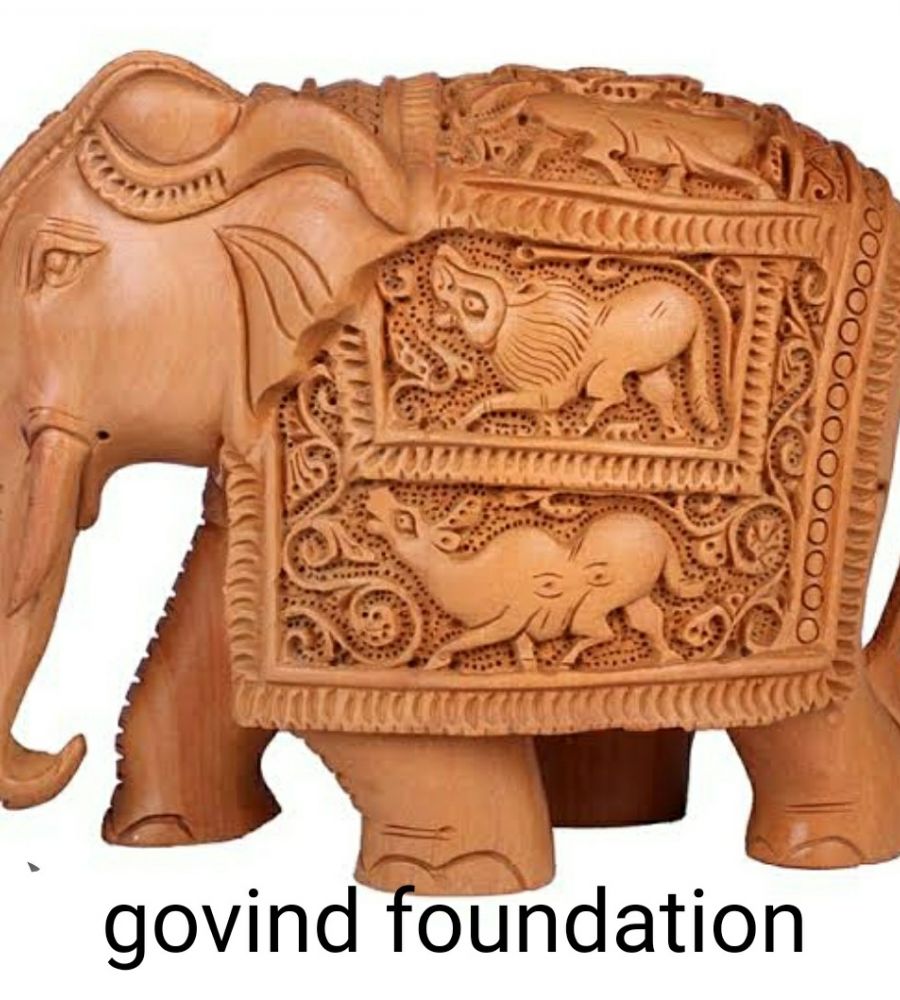 Elephant wooden sculpture handcarved Trunk down 7 inches wooden Elephant