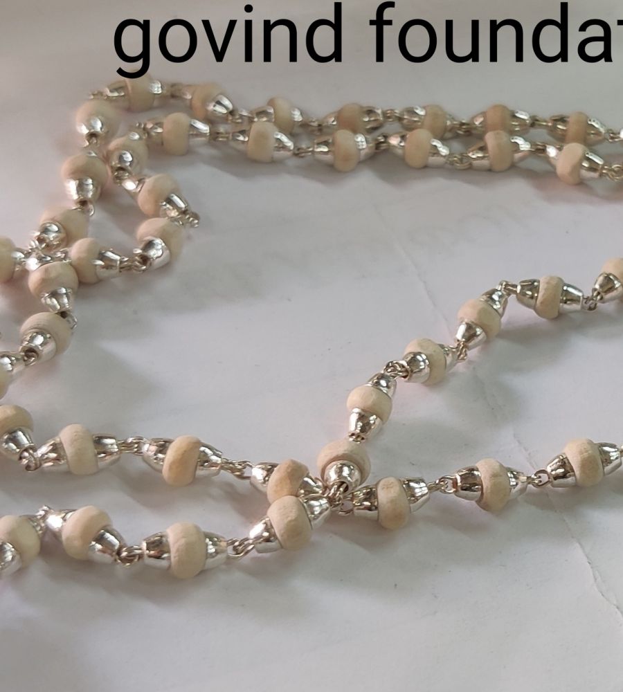 Silver Tulsi mala White Tulsi Silver mala