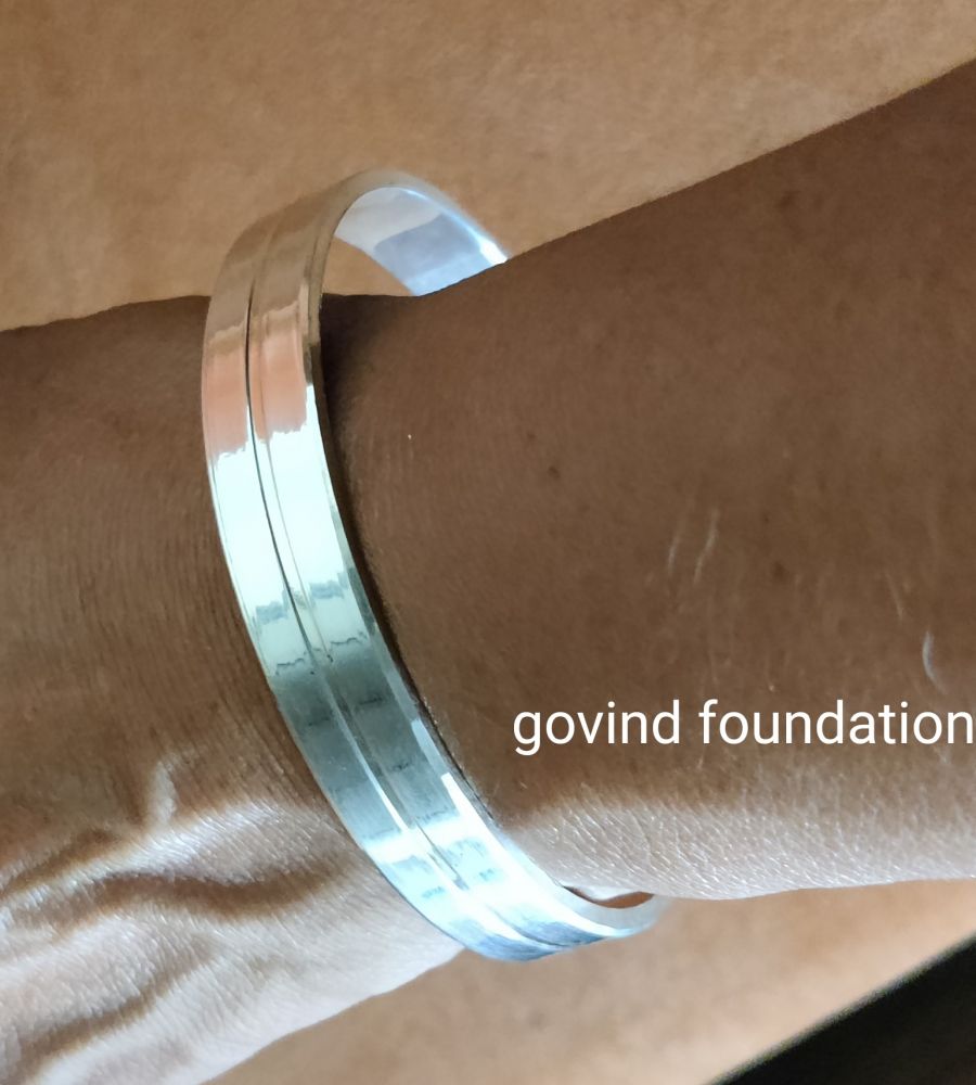 Silver Kada for men middle line pure silver Kada