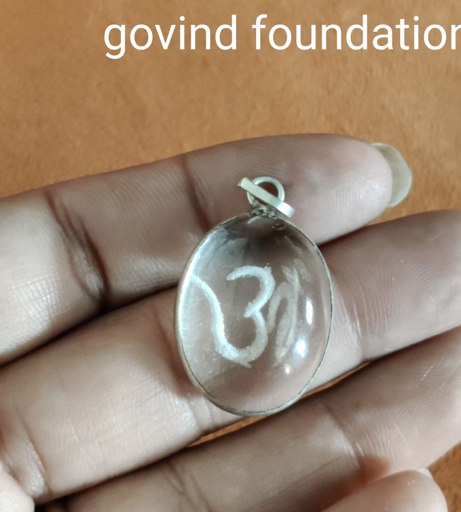 Crystal Om Locket Crystal quartz Om Pendant