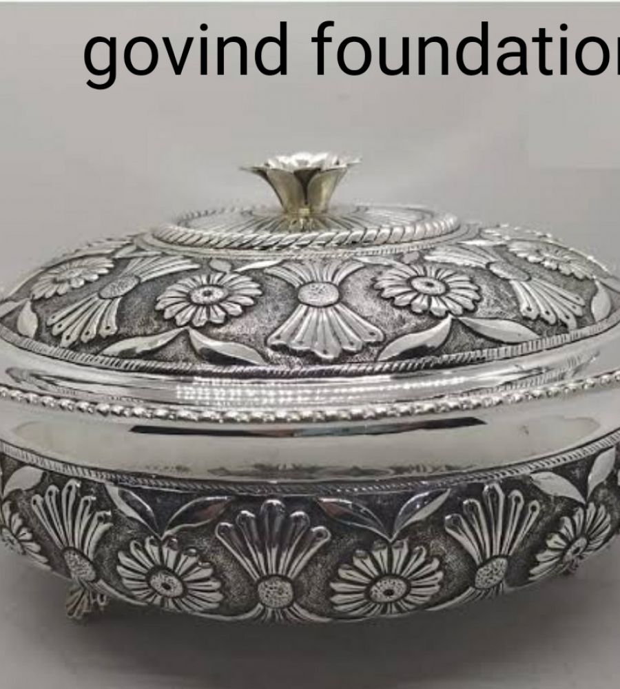 Silver Donga Silver Serving Bowl with Lid Antique design