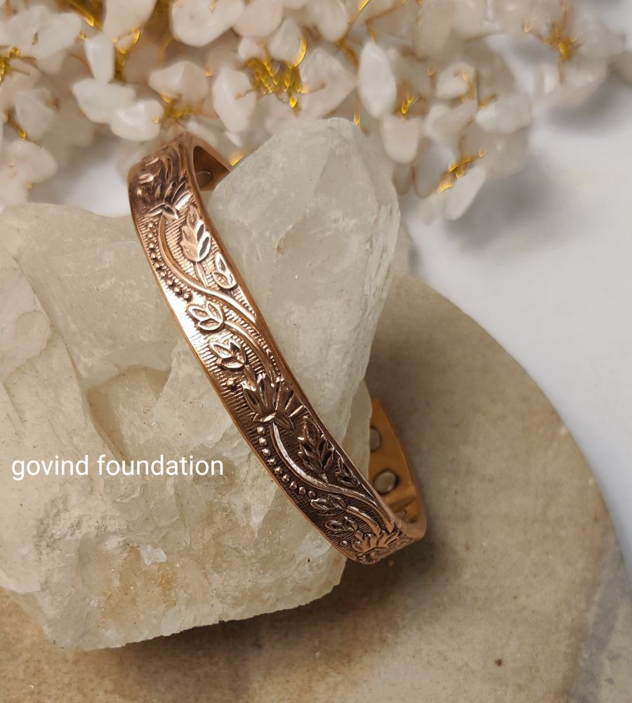 Copper kada self design open mouth pure copper kada
