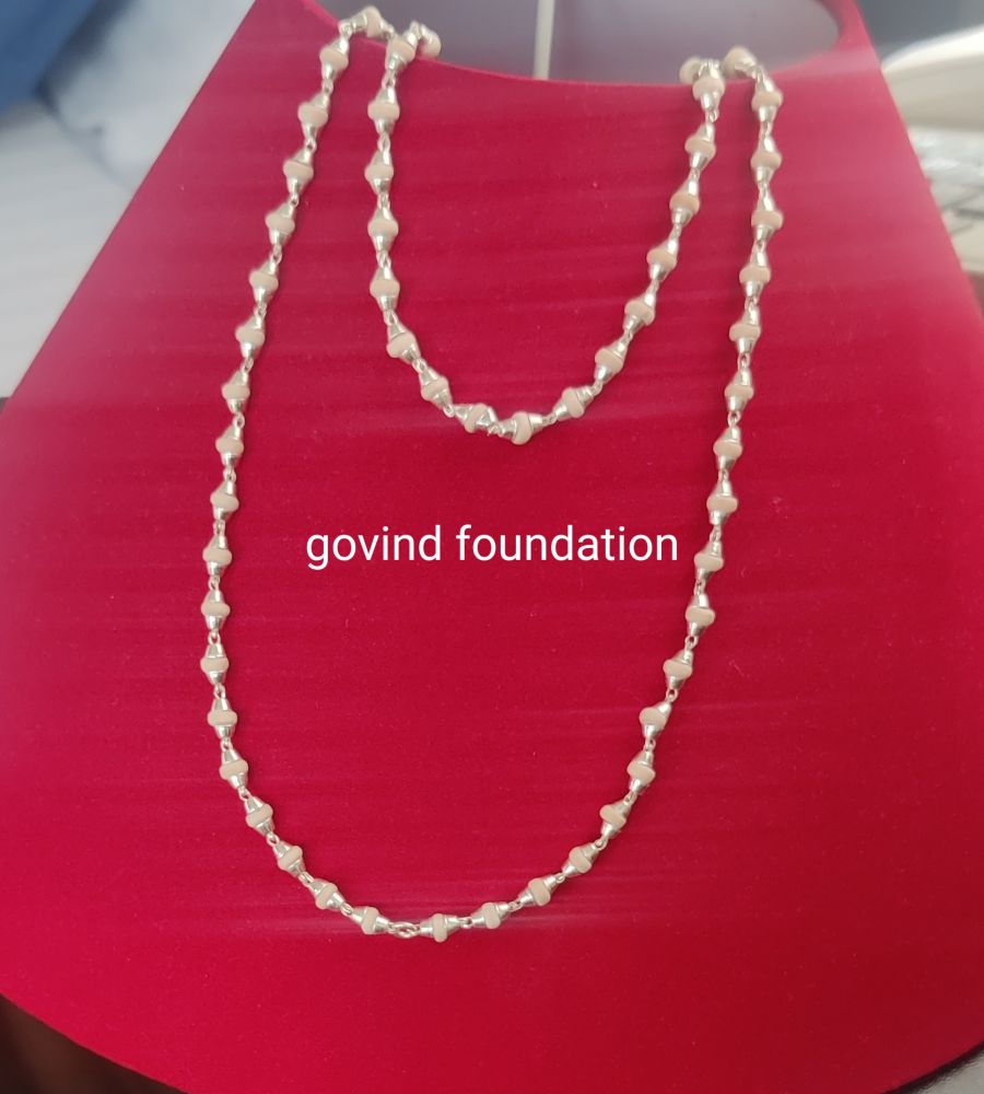 Tulsi Silver chain white beads Original Tulsi Silver mala
