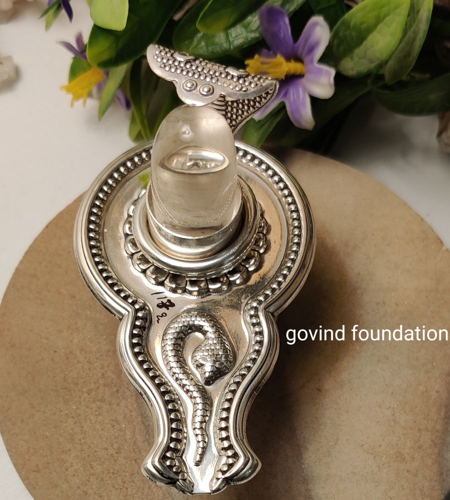 Sterling Silver Shivling Stand With crystal lingam Silver Shivling ...