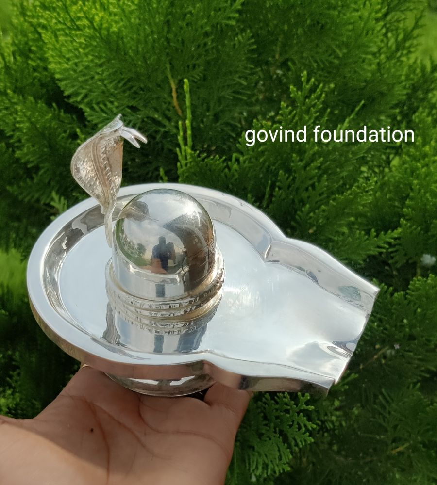 Pure Silver Shivling 4 inches 201 gm Chandi ka Shivling