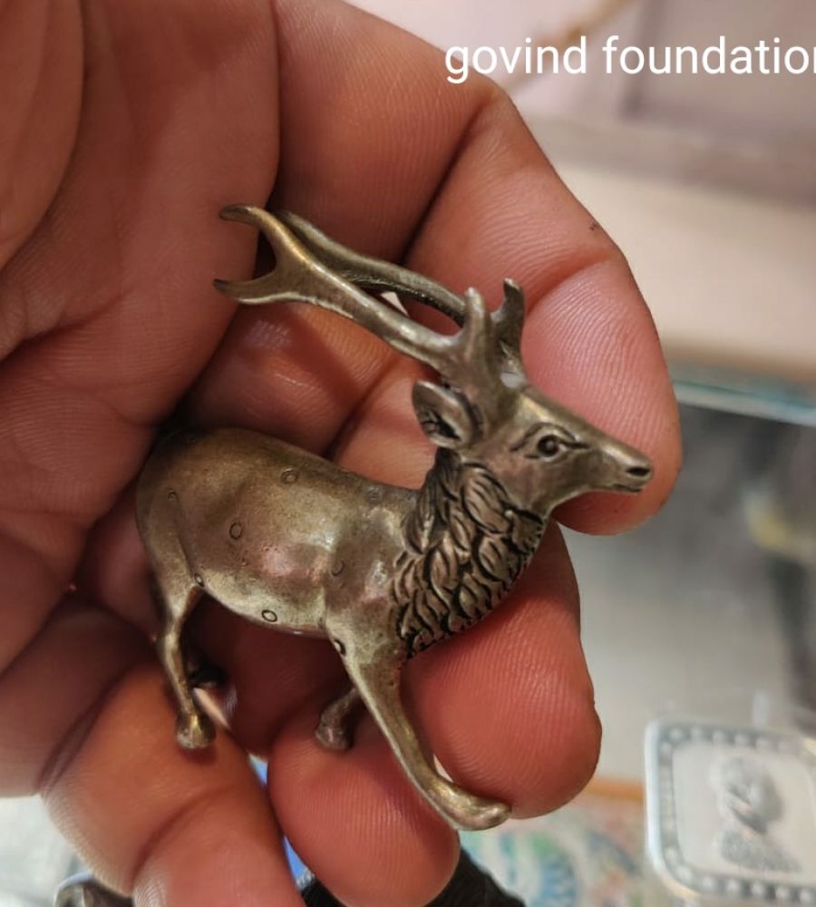 Home PURE SILVER ITEMS SILVER ANIMAL FIGURE Silver Deer Statue 2 inches ...