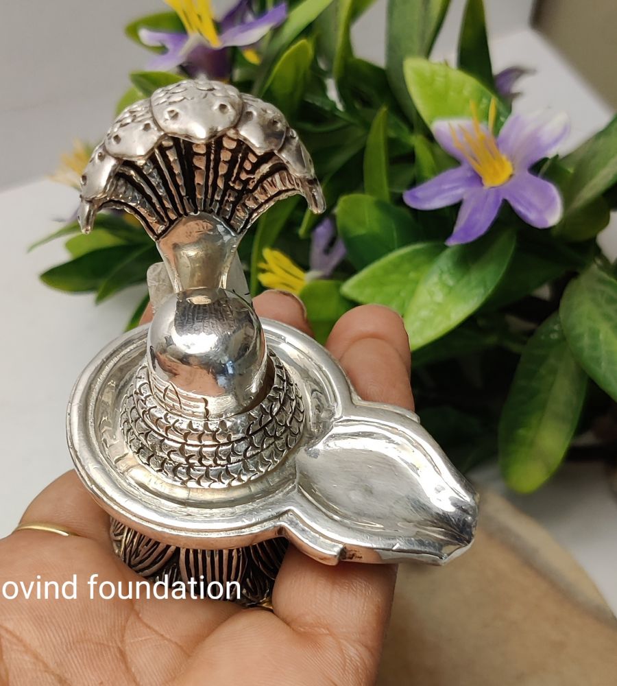 Sterling Silver Shivling with Sheshnaag 6cm Fine Finish Solid Silver ...