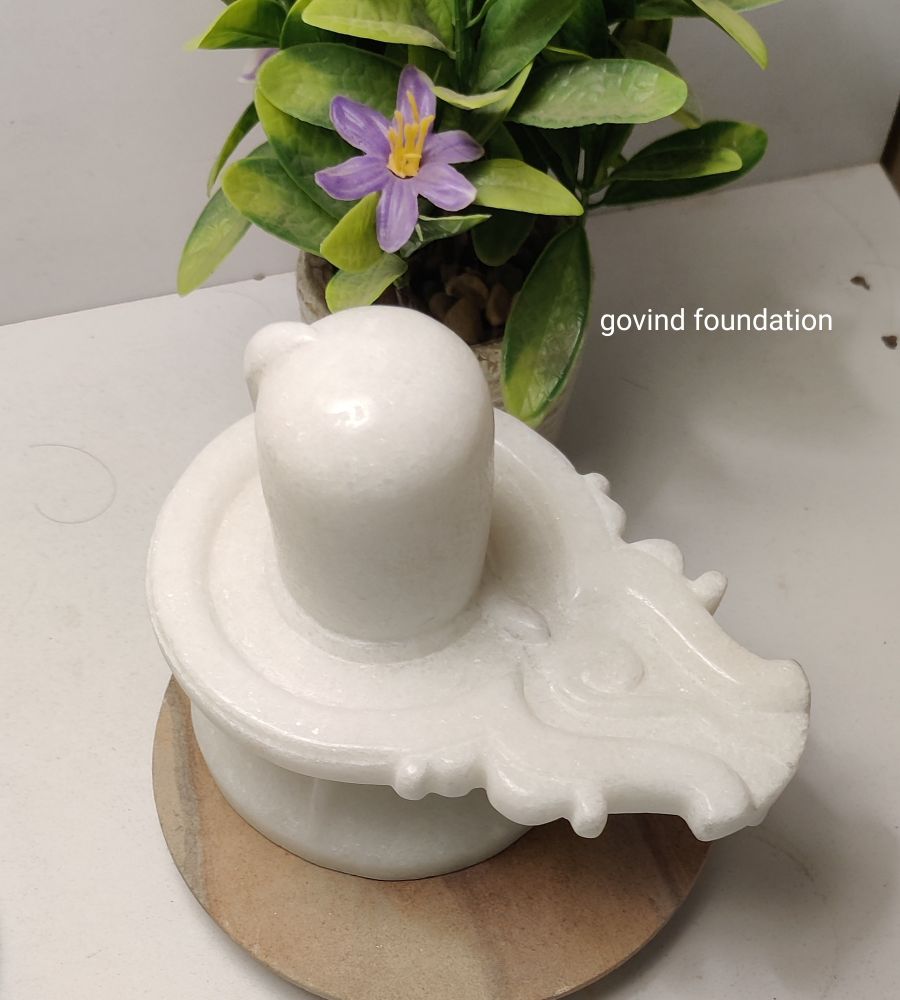Home POOJA ITEMS IDOL STATUE MURTI White marble shivling 6 inches Fine ...