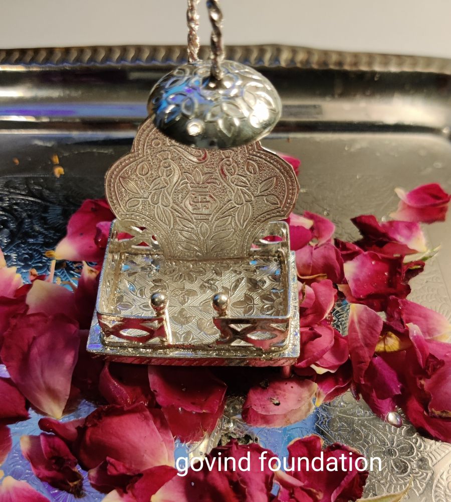 Silver Singhasan 4 inches 100gm chandi ka singhasan
