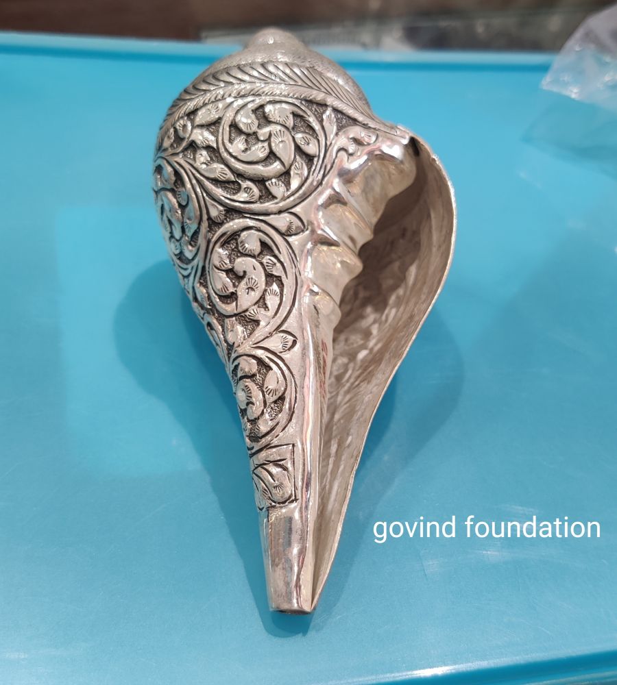 Home POOJA ITEMS SHANKh Pure Silver Conch Silver Shell Silver Shankh