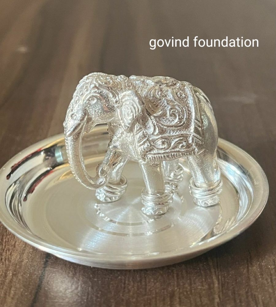 Home PURE SILVER ITEMS SILVER ANIMAL FIGURE Silver Elephant 52gm Trunk ...