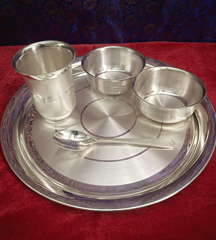 Home PURE SILVER ITEMS SILVER UTENSILS CHANDI KE BARTAN Silver Dinner ...