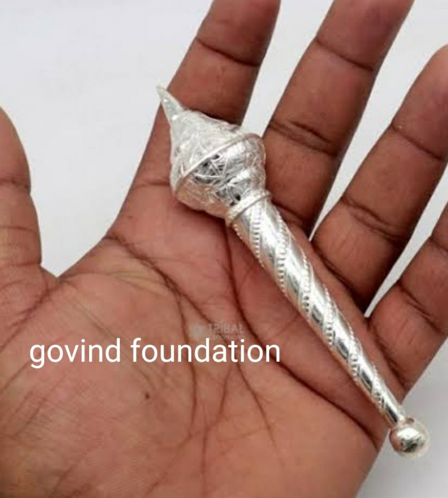 Silver Gada 4 inches Hanuman gada in pure silver