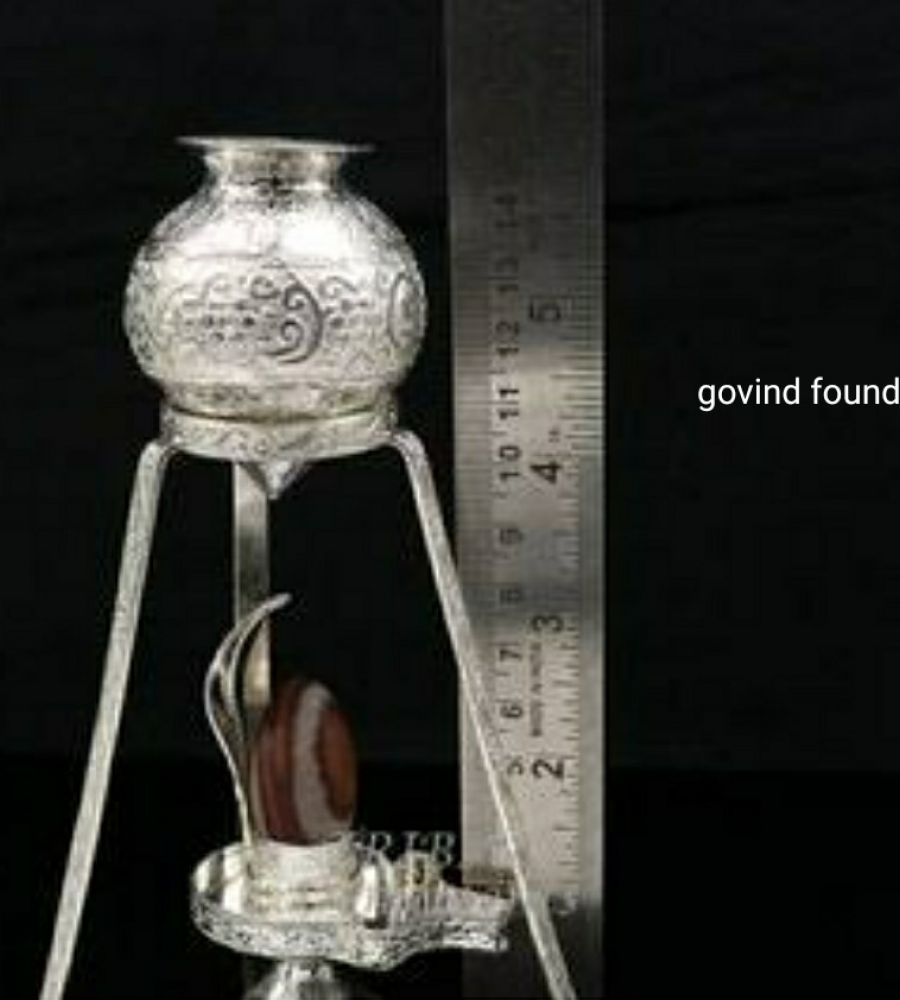 Home POOJA ITEMS IDOL STATUE MURTI Silver Shivling Set Shivling stand ...