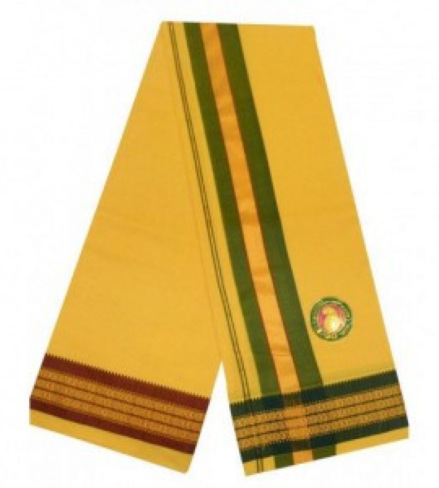 Pooja dhoti yellow cotton dhoti for mens4.5 mt.
